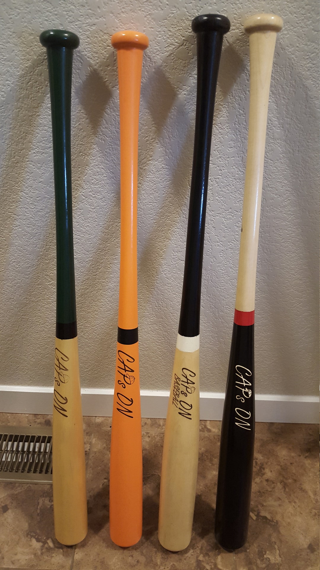 Caps ON BASEBALL Custom Wood Bat - Etsy