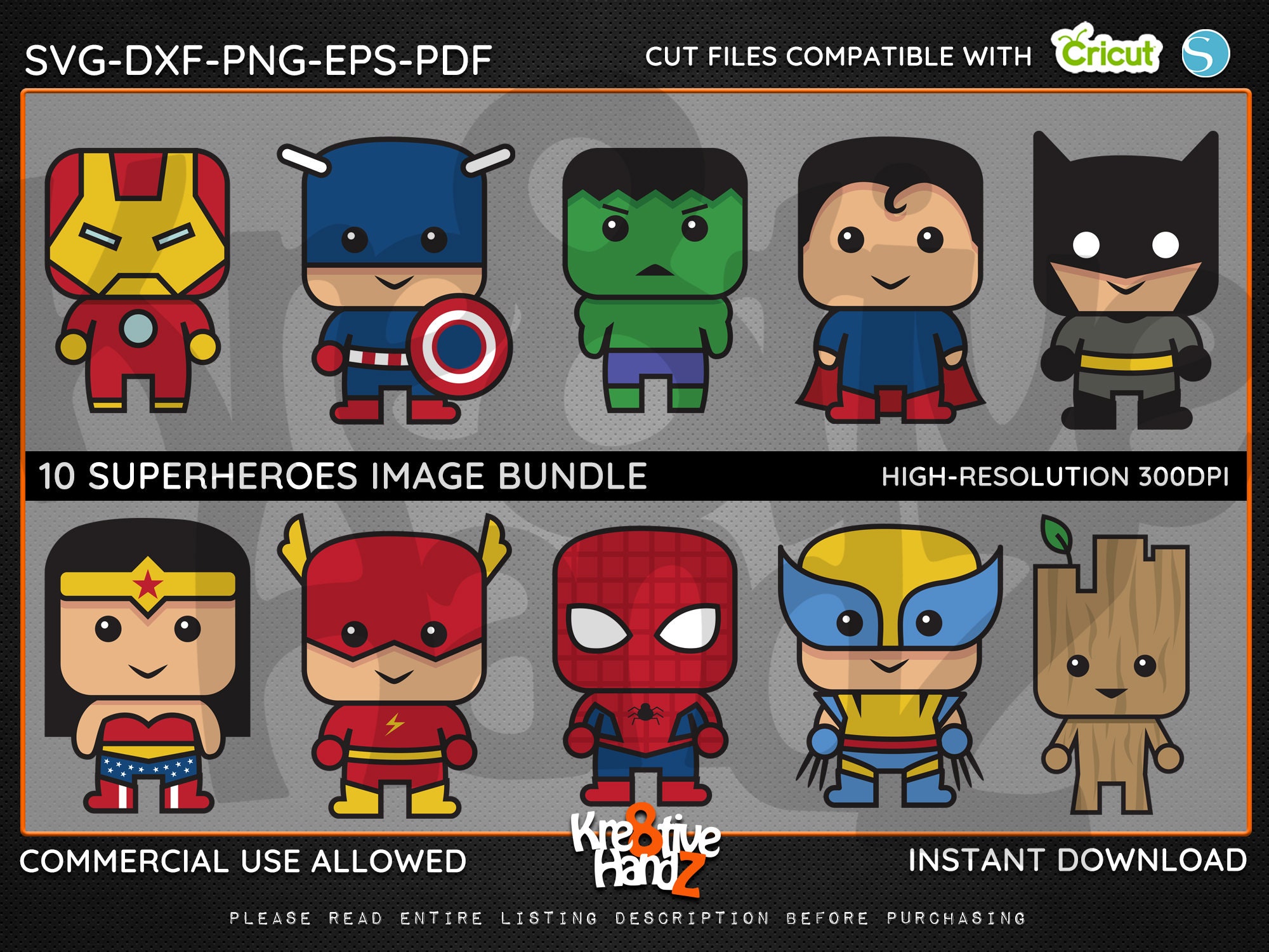 Paper, Party & Kids Superhero Villains 1 SVG PDF PNG EPs Vector Instant ...