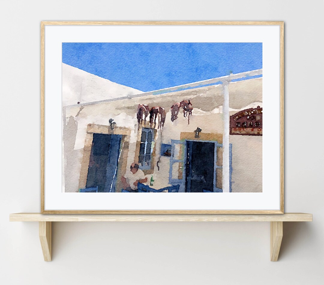 Greek Cafe Watercolor Wall Art Decor Digital Download - Etsy