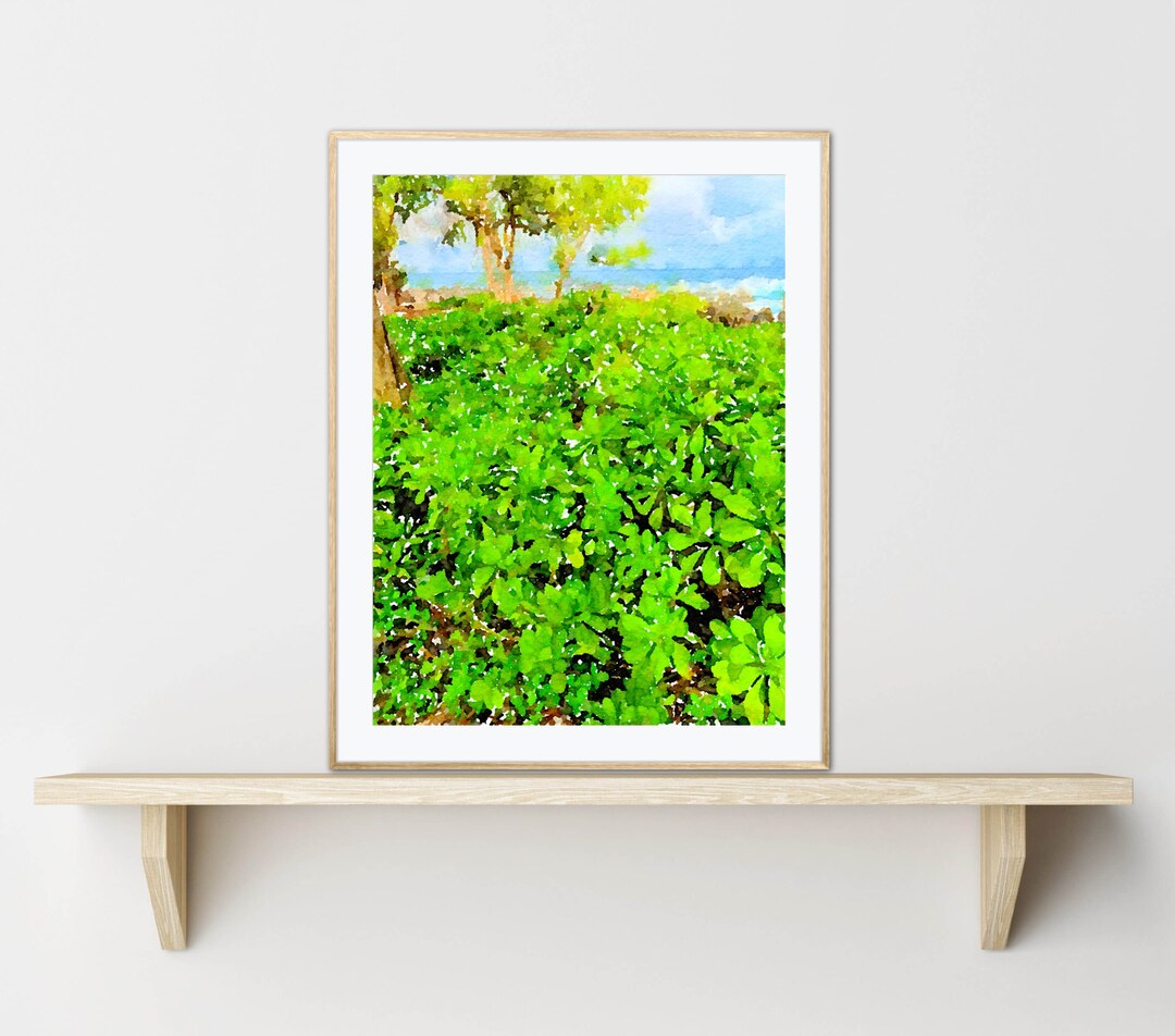 Hawaii Greenery Beach Watercolor Wall Art Décor Photograph - Etsy