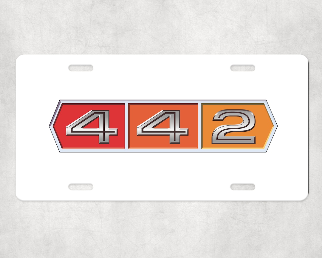 Oldsmobile Cutlass 442 License Plate Available With a White or Black ...