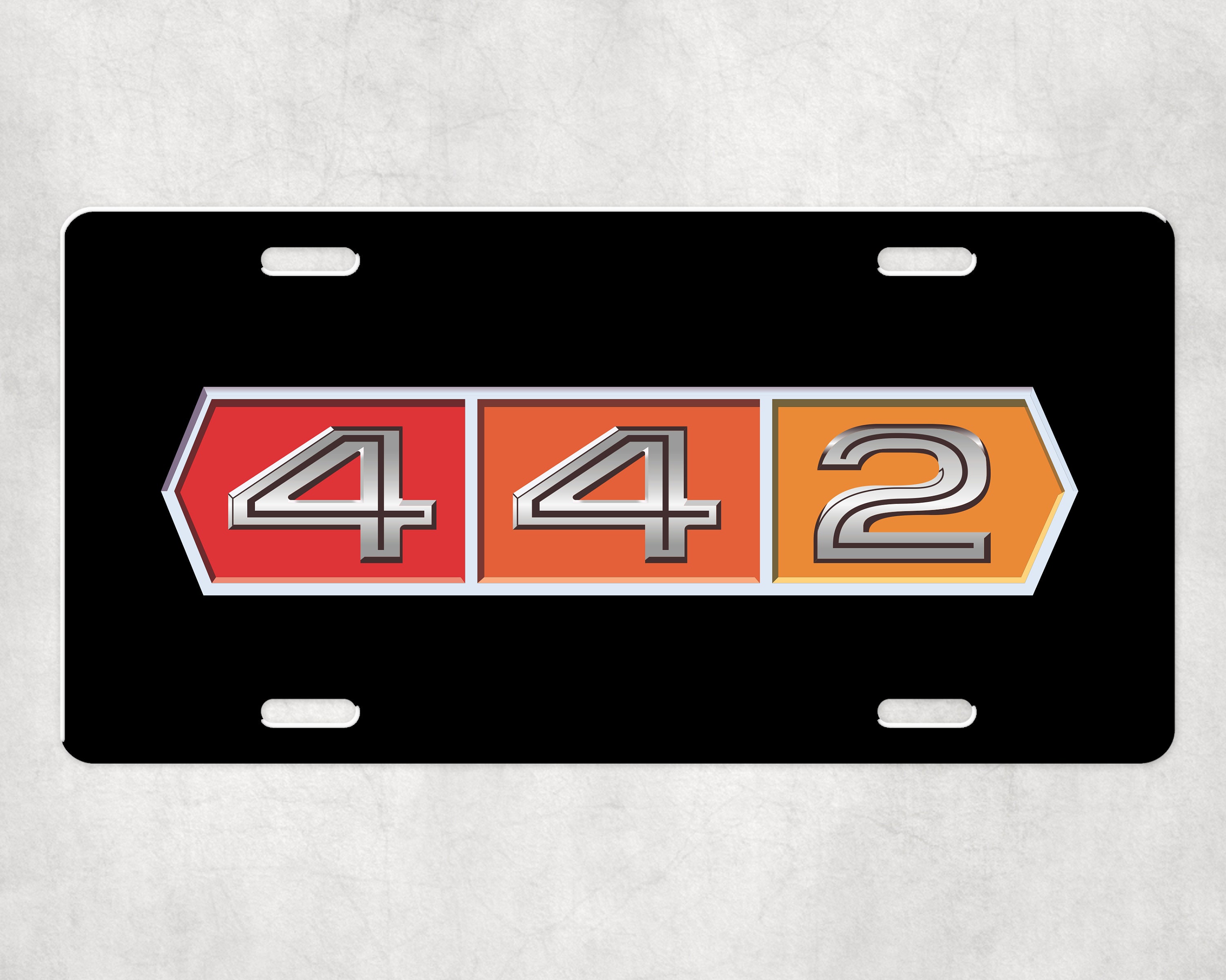 Oldsmobile Cutlass 442 License Plate Available With a White or Black ...