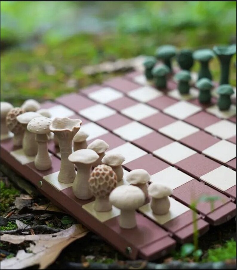 Log Chess Board , Mushroom Chess Set , Waterproof Chess Set , Camping ...