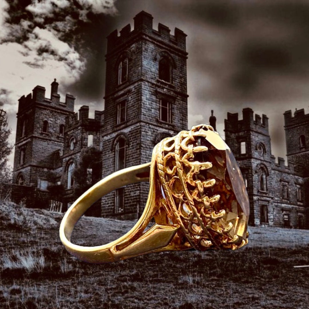 Ultra Rare Antique Castle Ring Smokey Topaz 14kt - Etsy