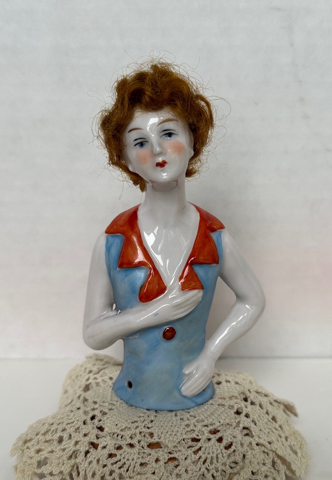 Antique German Flapper Half Doll W/ Mohair Wig, Excellent ANTIQUE ...