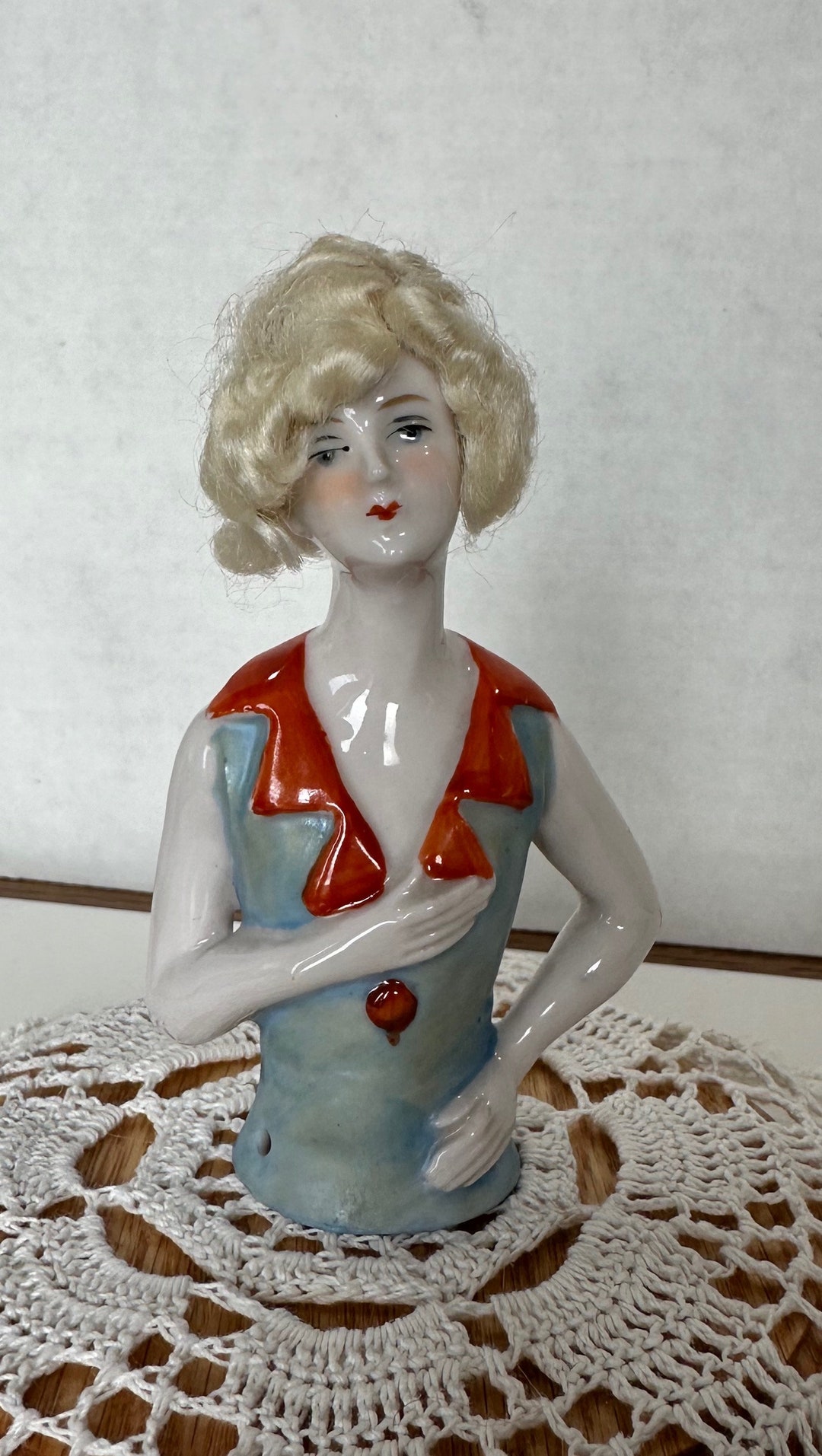 Antique German Flapper Half Doll W/ Mohair Wig, Excellent ANTIQUE ...