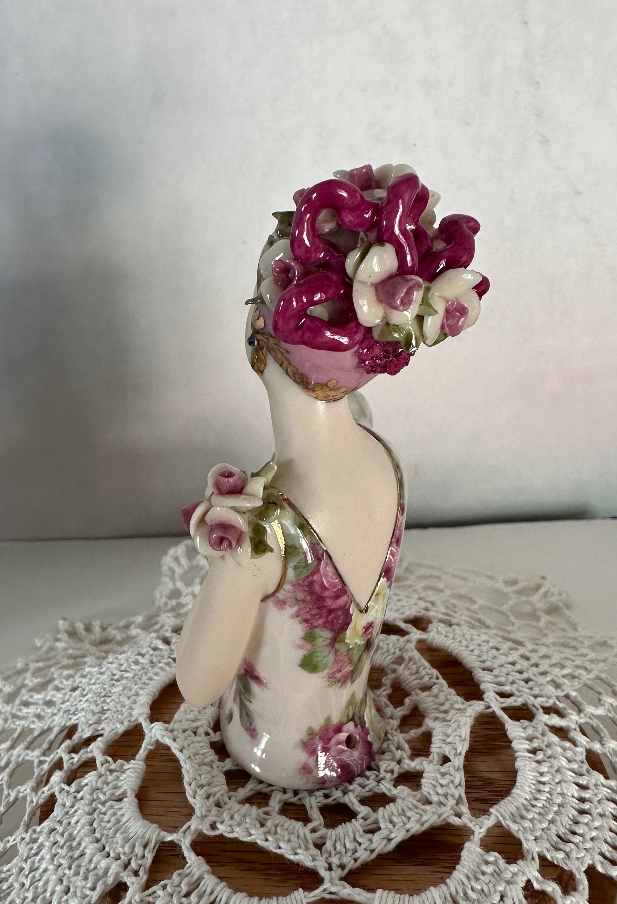 Porcelain Half Doll norma, Reproduction Half Doll, Dresser Doll ...