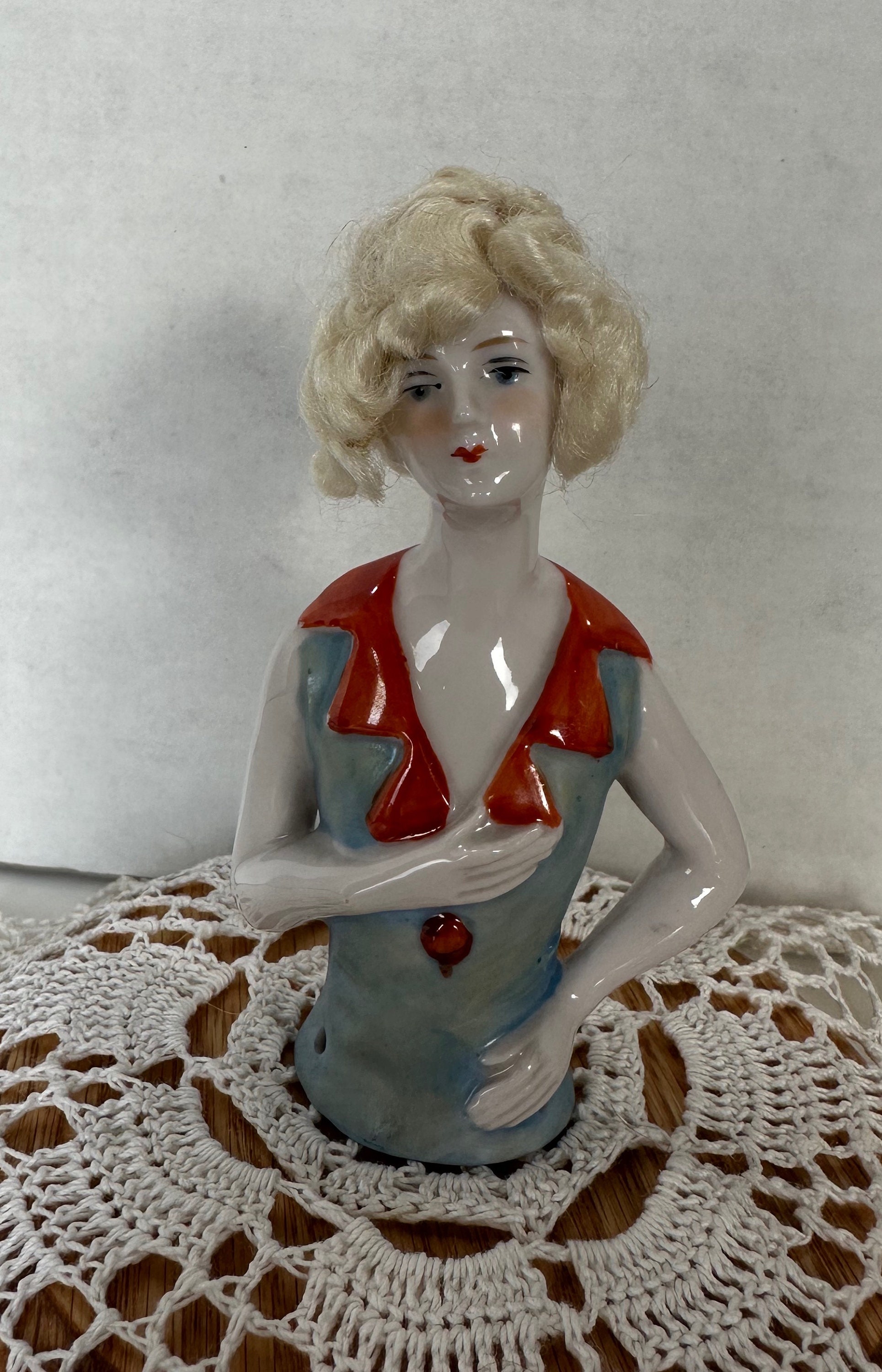 Antique German Flapper Half Doll W/ Mohair Wig, Excellent ANTIQUE ...