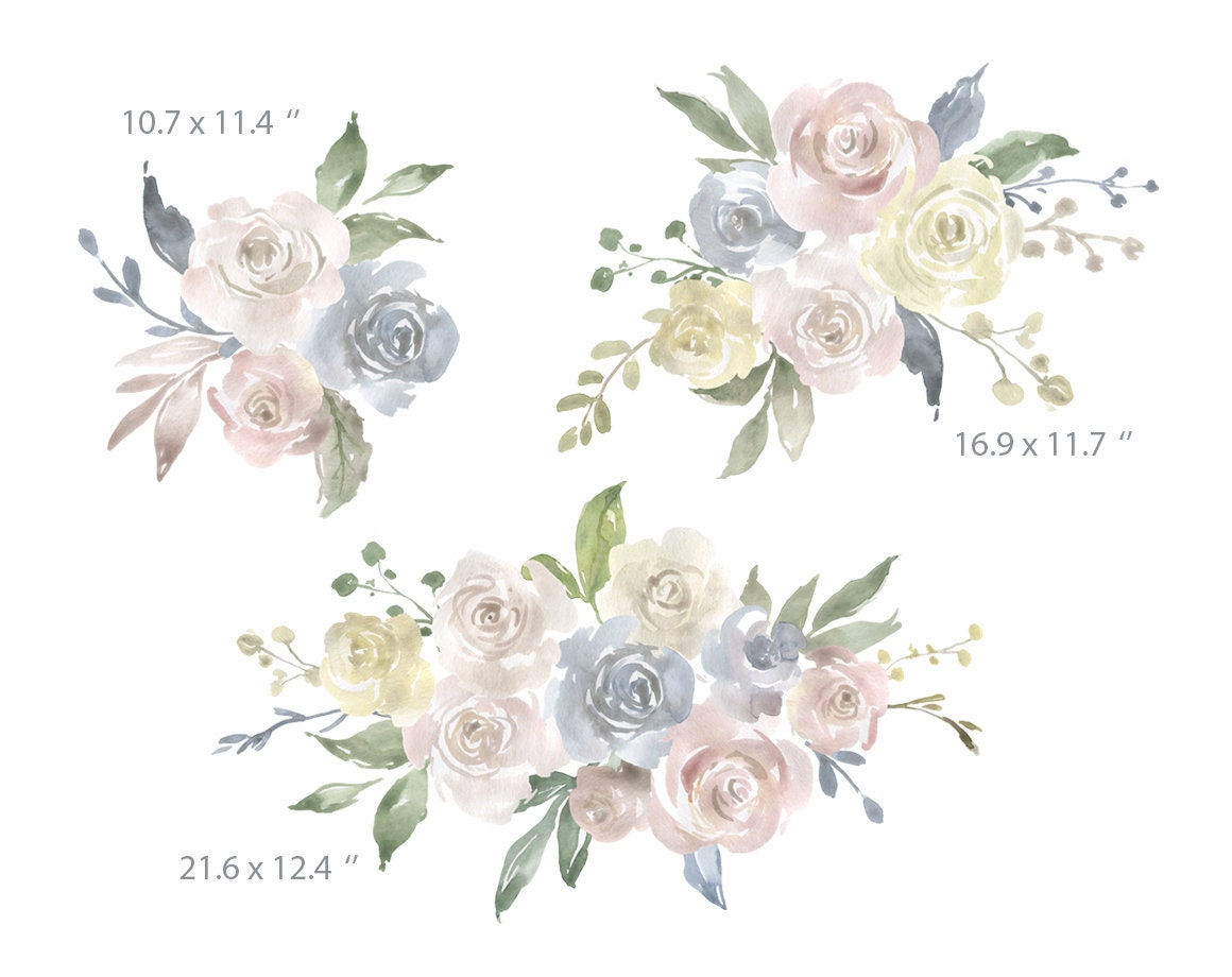 Watercolor Floral Clipart Gentle Flowers Clip Art Free | Etsy