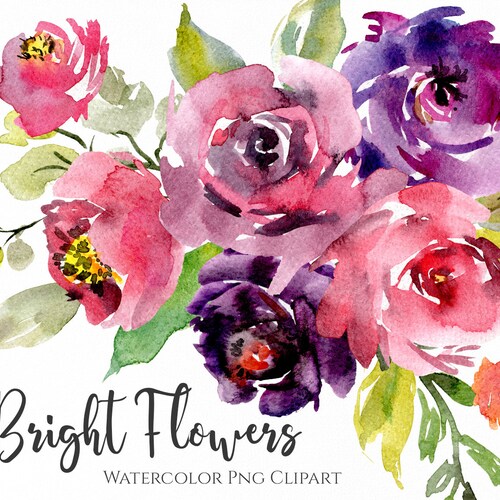 Spring Watercolor Floral Clipart Digital Instant Download - Etsy