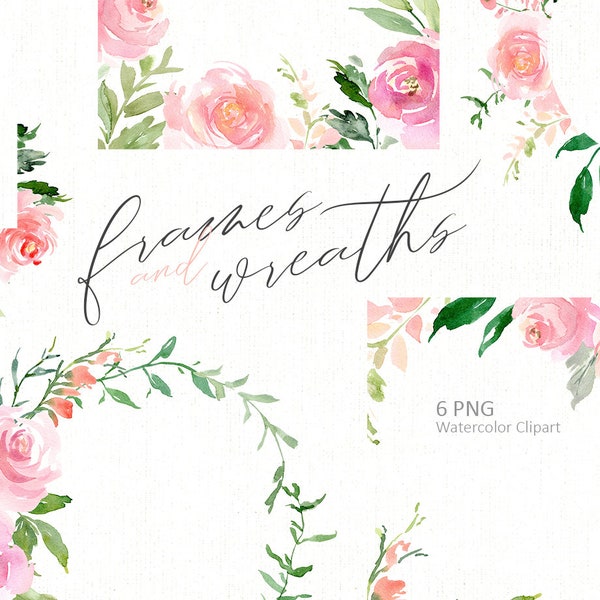 Watercolor Floral Frames - Etsy