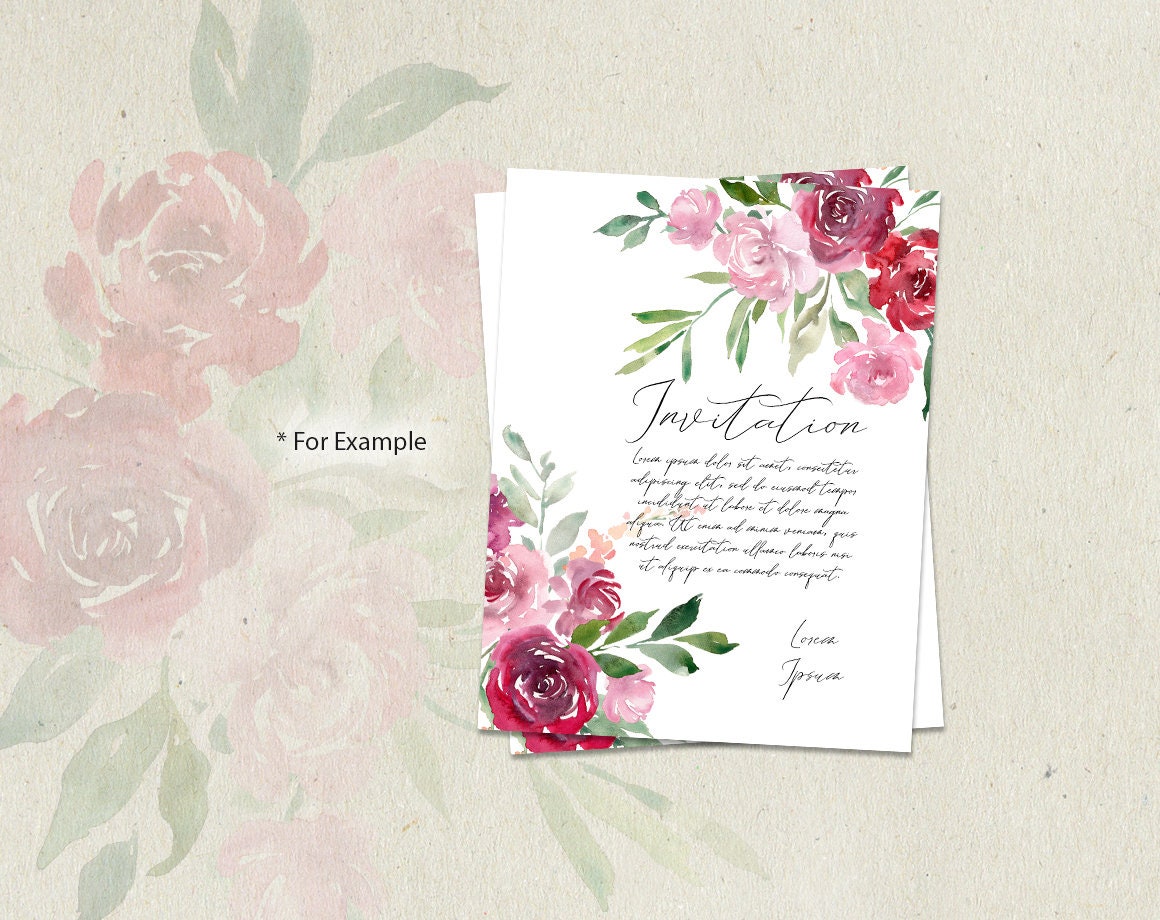 Watercolor Bouquets Floral Clipart Red Pink Flowers Clip Art - Etsy