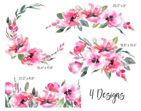 Pink Flowers Clip Art Border