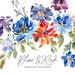 Watercolor Flowers Clipart Blue Red Violet Watercolour Floral Clip Art ...