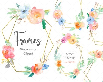 Pink and Red Roses Frames PNG Flowers Geometric Polygonal - Etsy