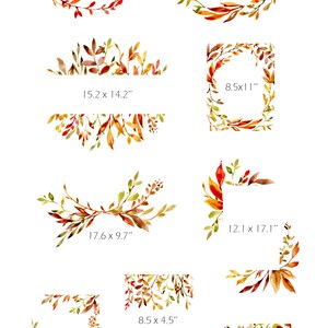 Watercolor Autumn Leaves Branches Clipart Digital Download Clip Art ...