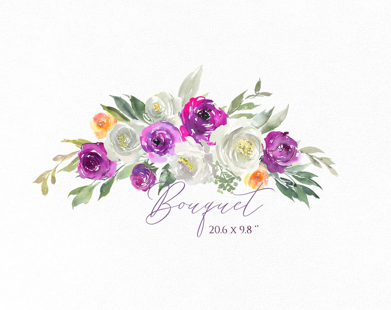 Watercolor Purple White Flowers Clipart Digital Download | Etsy