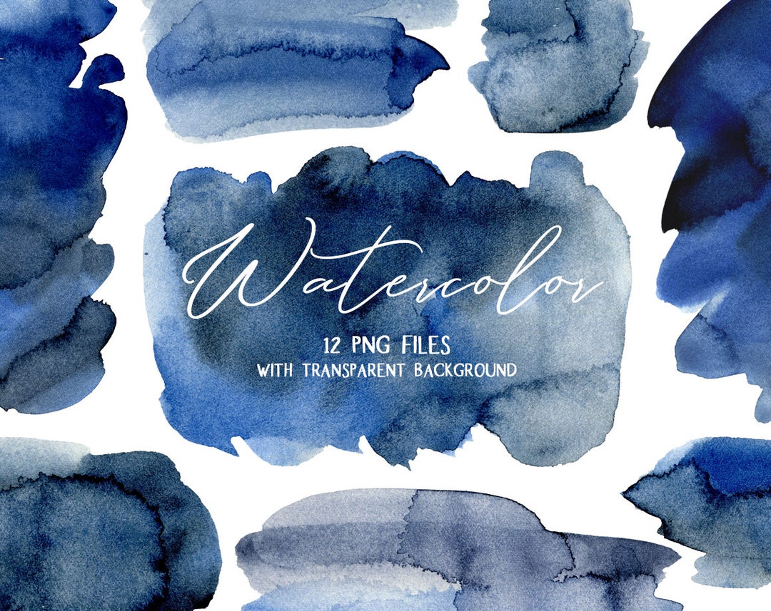 Blue Watercolor Splashes Spots Clipart Indigo Navy Clip Art Watercolour ...