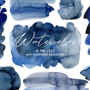 Blue Watercolor Splashes Spots Clipart Indigo Navy Clip Art Watercolour ...
