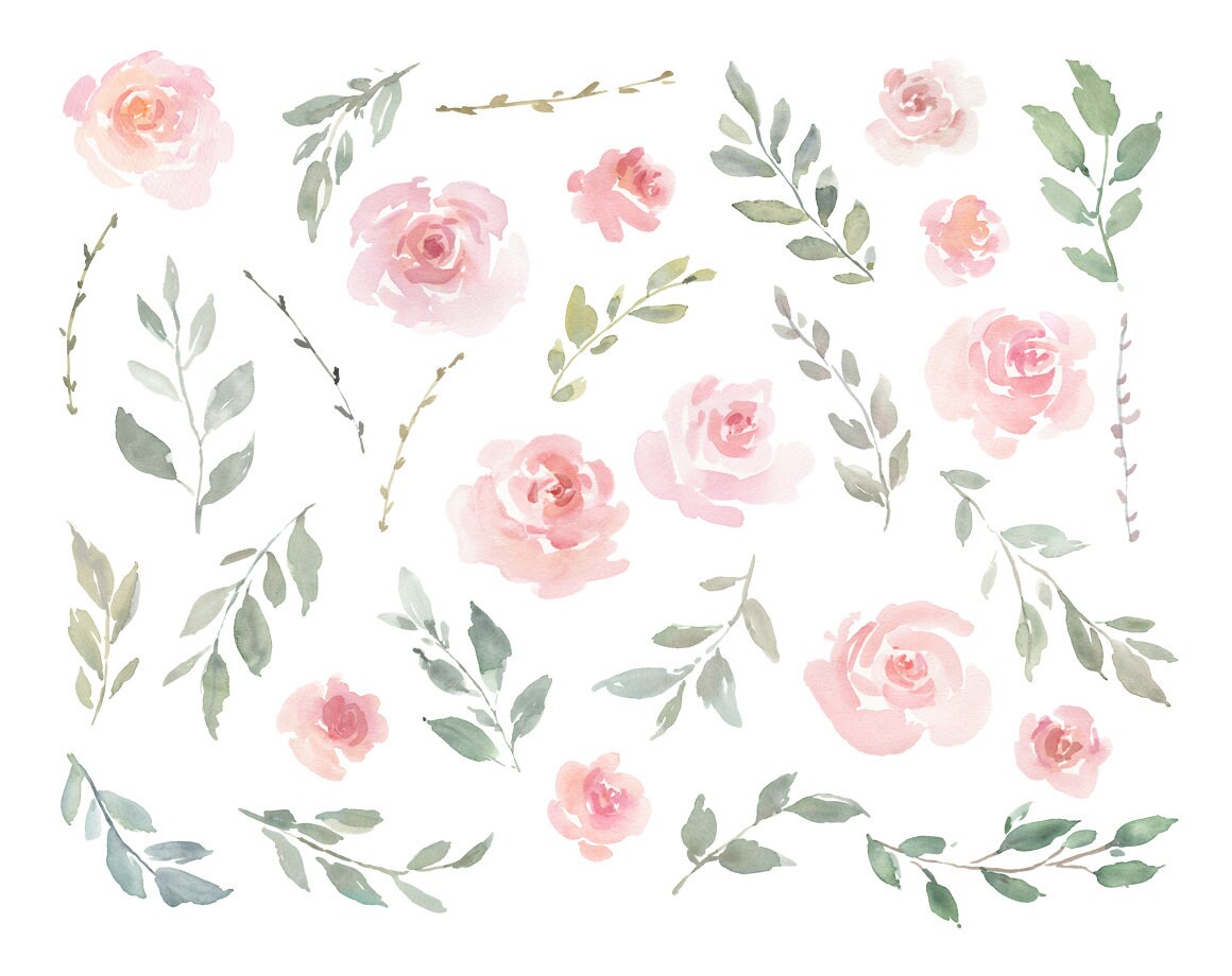 Watercolor Flowers Pink