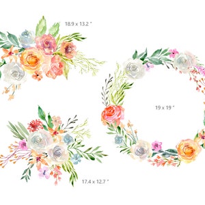 Watercolor Floral Clipart Light Bright Flowers Bouquet Wreath Clip Art ...