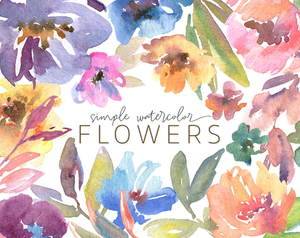 Simple Watercolor Flowers Pattern