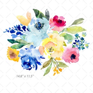 Watercolor Bright Flowers Clipart Spring Summer Floral Clip Art ...