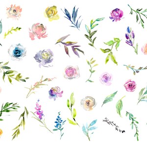 Watercolor Bright Flowers Clipart Spring Summer Wedding Floral Clip Art ...