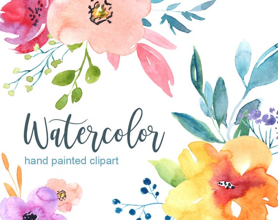 Papercraft Paper digital arrangement set 45 watercolor hand painted ...
