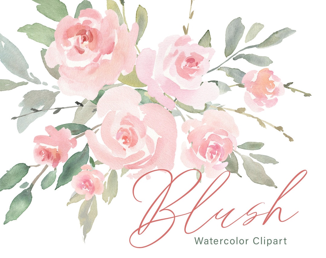 Pink Watercolor Floral Clipart Free Commercial Use Blush Light ...