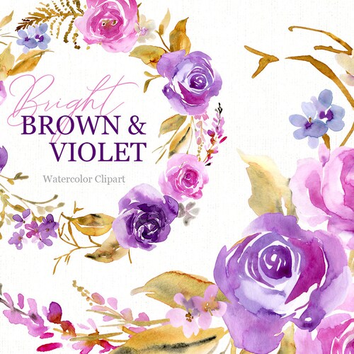 Spring Floral Digital Clipart Purple Violet Flower Clip Art - Etsy