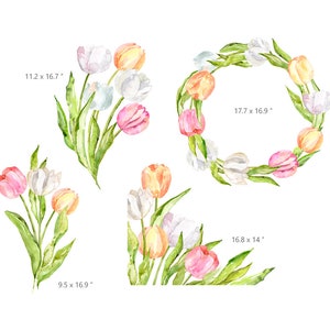 Watercolor Tulips Flowers Clipart Spring Easter Floral Clip Art Pink ...