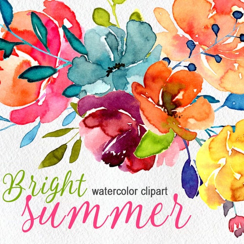 Watercolor Floral Clip Art Aquarelle Flowers Clipart Bouquets - Etsy