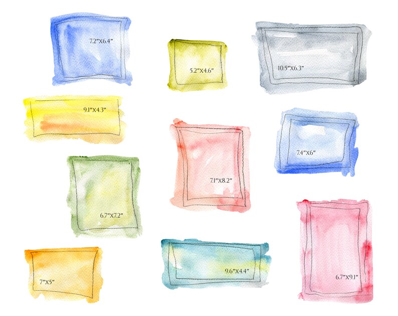 Watercolor Frames Borders Spots Clipart Watercolour Splodges - Etsy