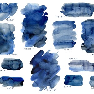 Blue Watercolor Splashes Spots Clipart Indigo Navy Clip Art Watercolour ...