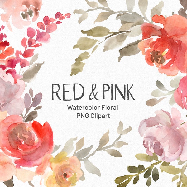 Red Pink Flowers - Etsy