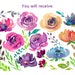 Watercolor Flowers Clipart Hand Painted Floral Bright Summer Aquarelle ...