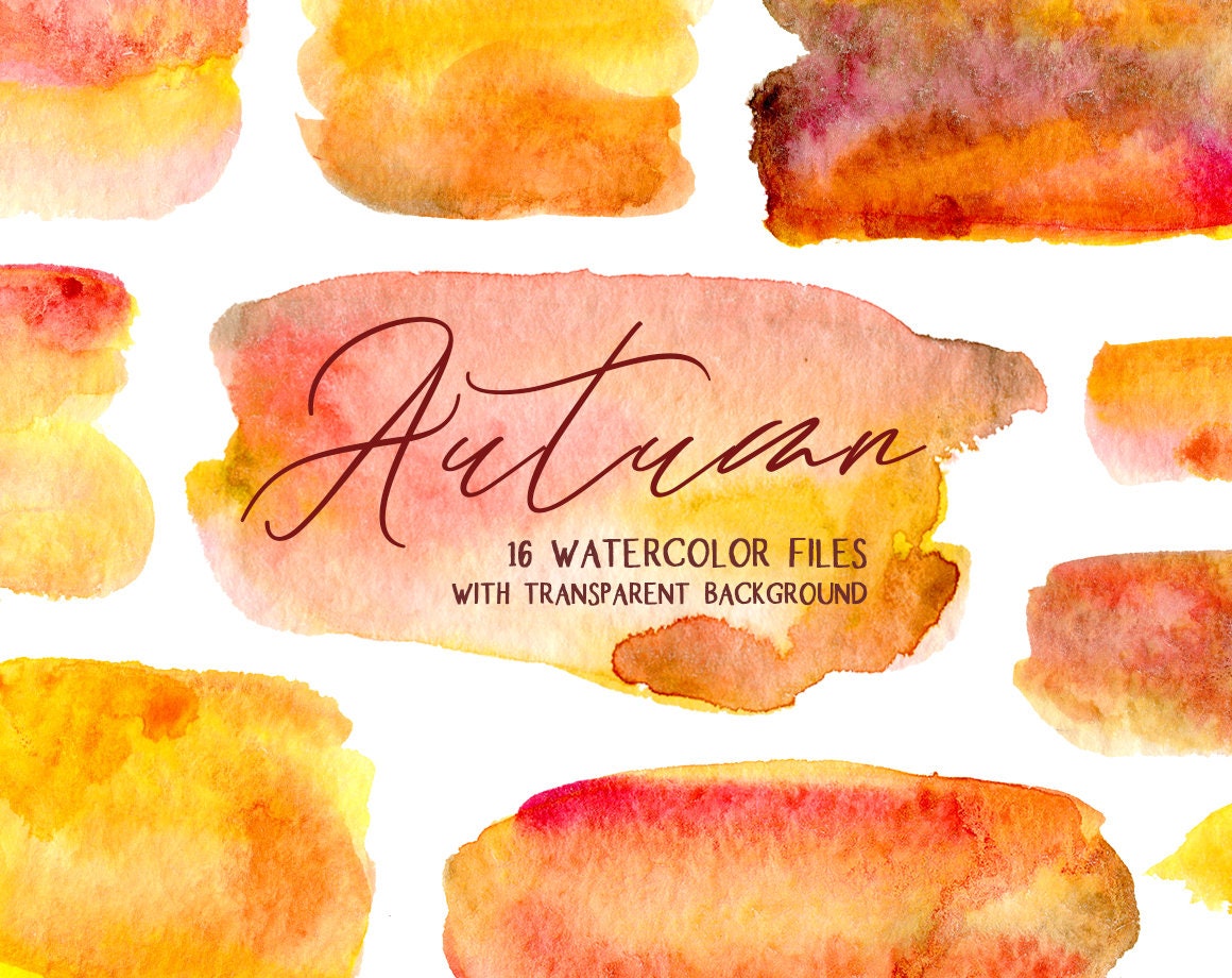Autumn Watercolor Splashes Spots Clipart Yellow Red Orange - Etsy
