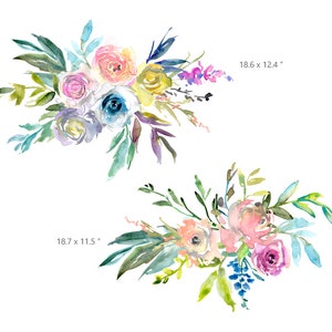 Watercolor Bright Flowers Clipart Spring Summer Wedding Floral Clip Art ...