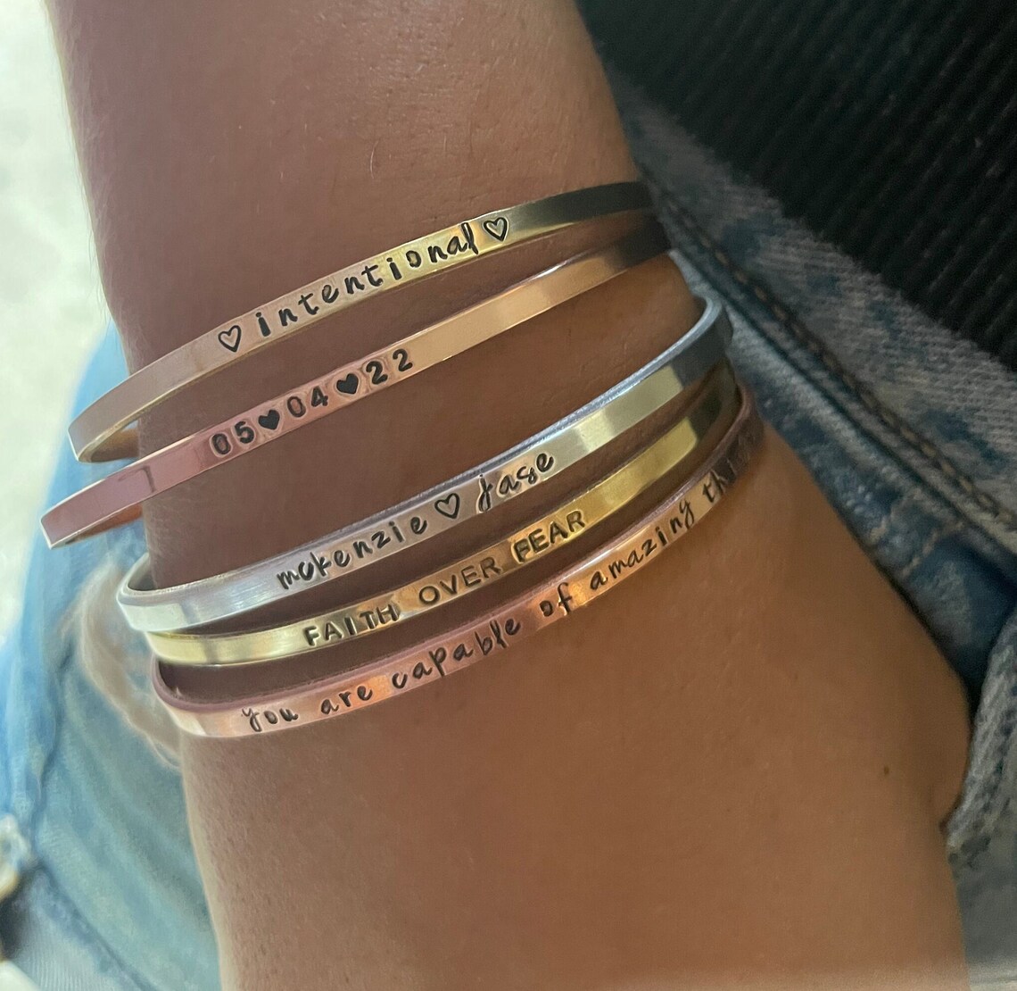 Personalized Cuff Bracelet: Minimalist Stamped Name Bangle - Etsy