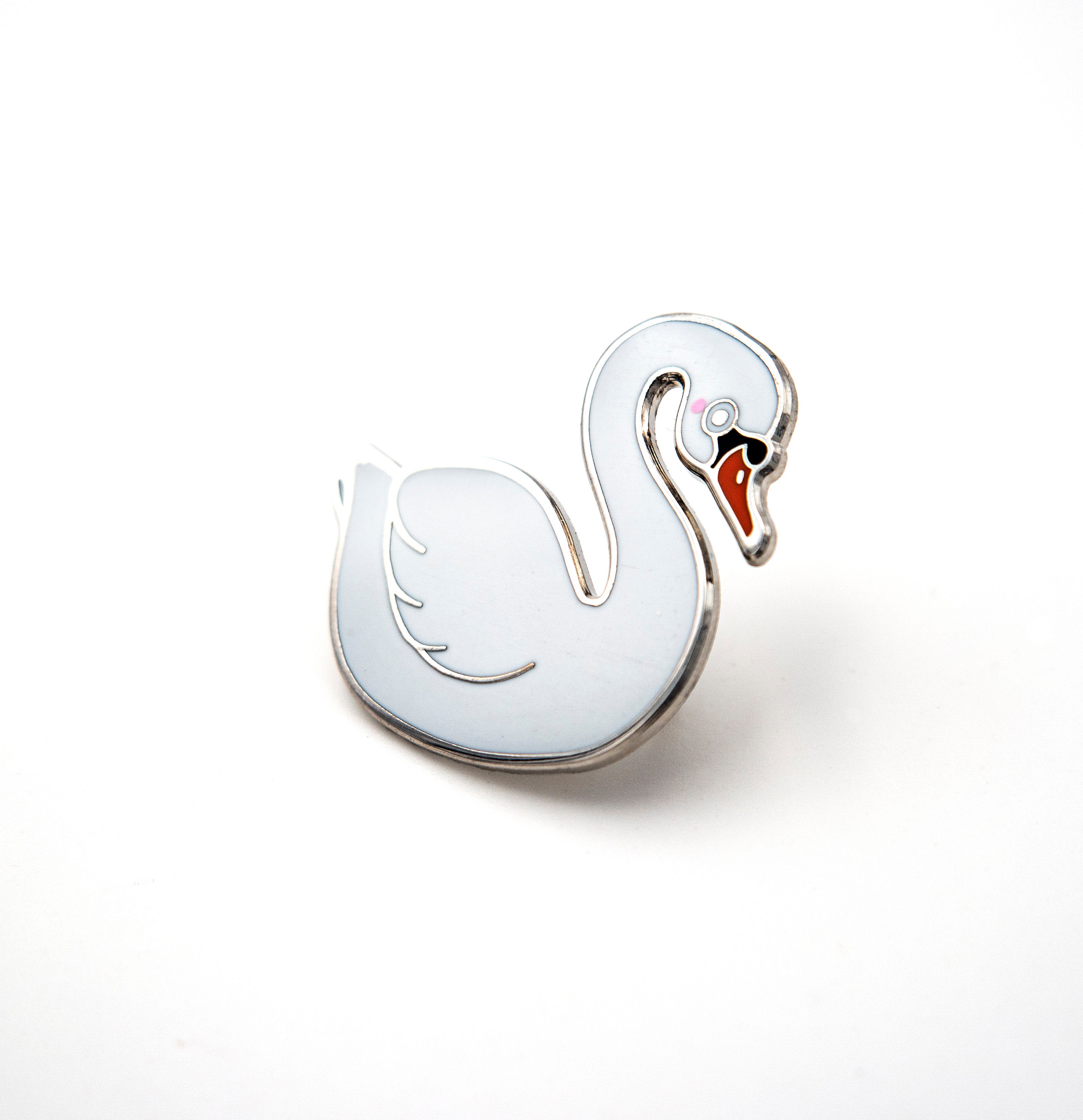 Majestic Black & White Swan Enamel Pin _ Bird Brooch Pin - Etsy