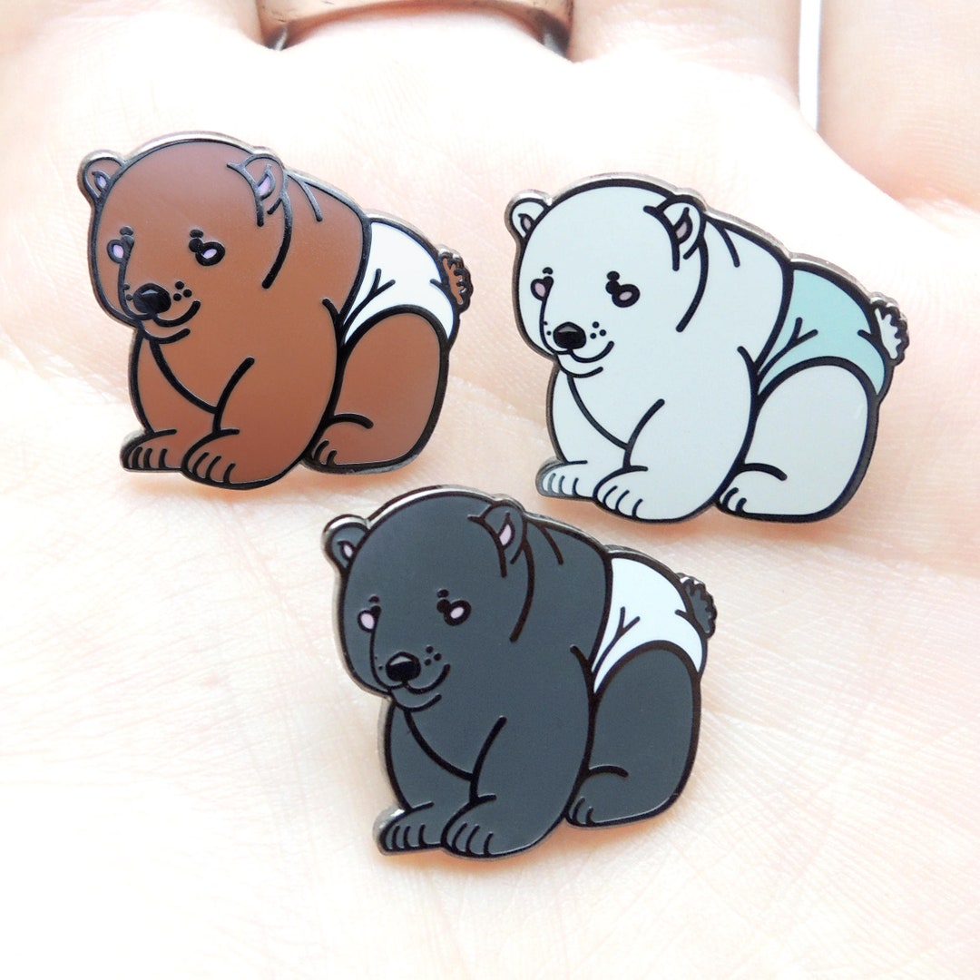 Baby Bear Hard Enamel Pins - Polar Bear -brown Bear - Black Bear Lapel ...