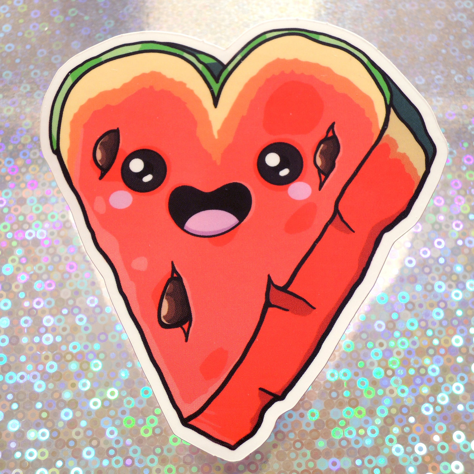 WATERMELON HEART STICKER Fruit Sticker Cute Melon Vinyl - Etsy