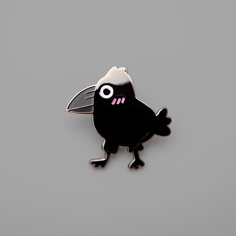 Black Crow Enamel Pin - Black Bird Lapel Pin - Etsy