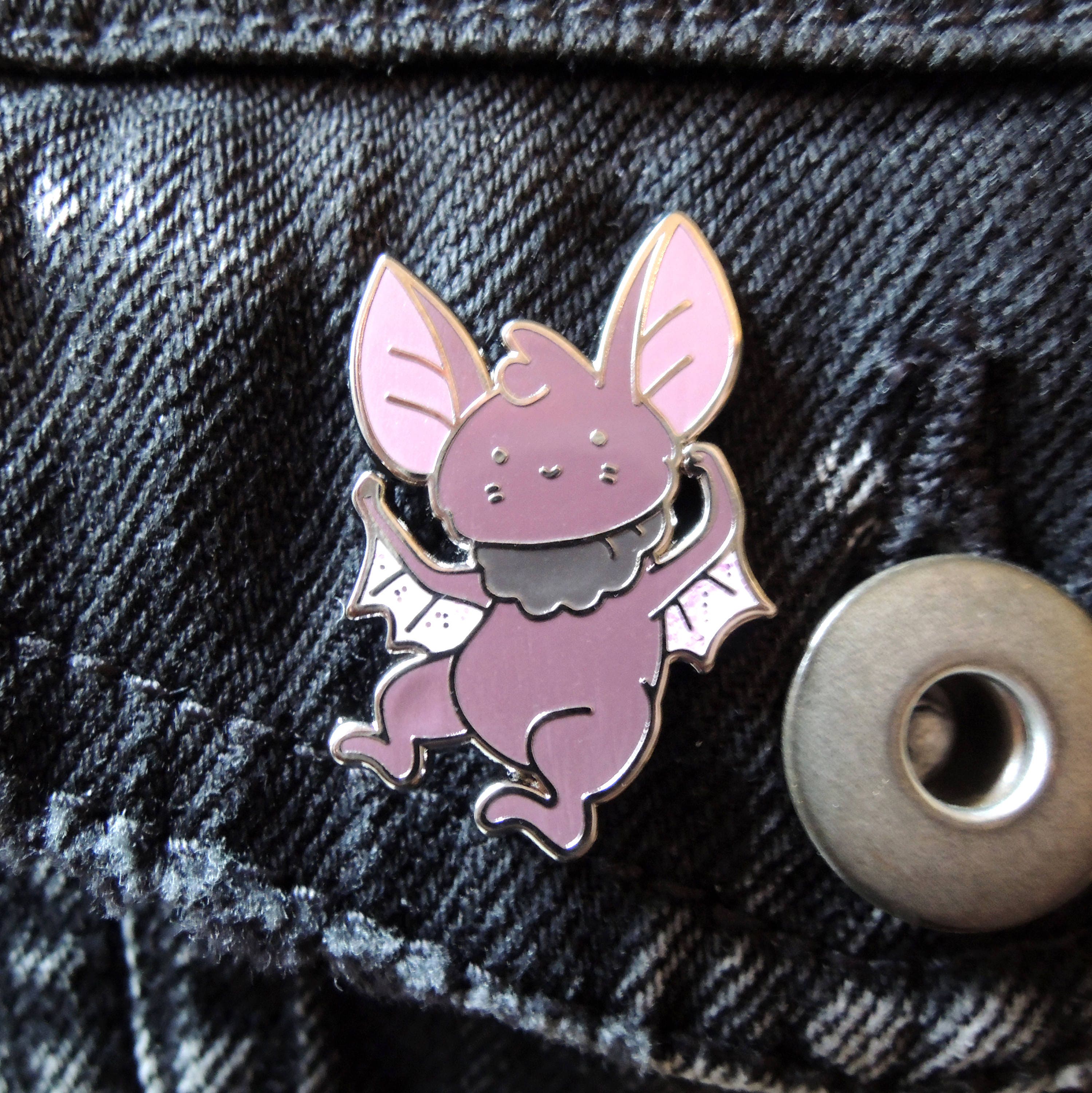 Baby Bat hard enamel pin glitter wings dancing animal | Etsy