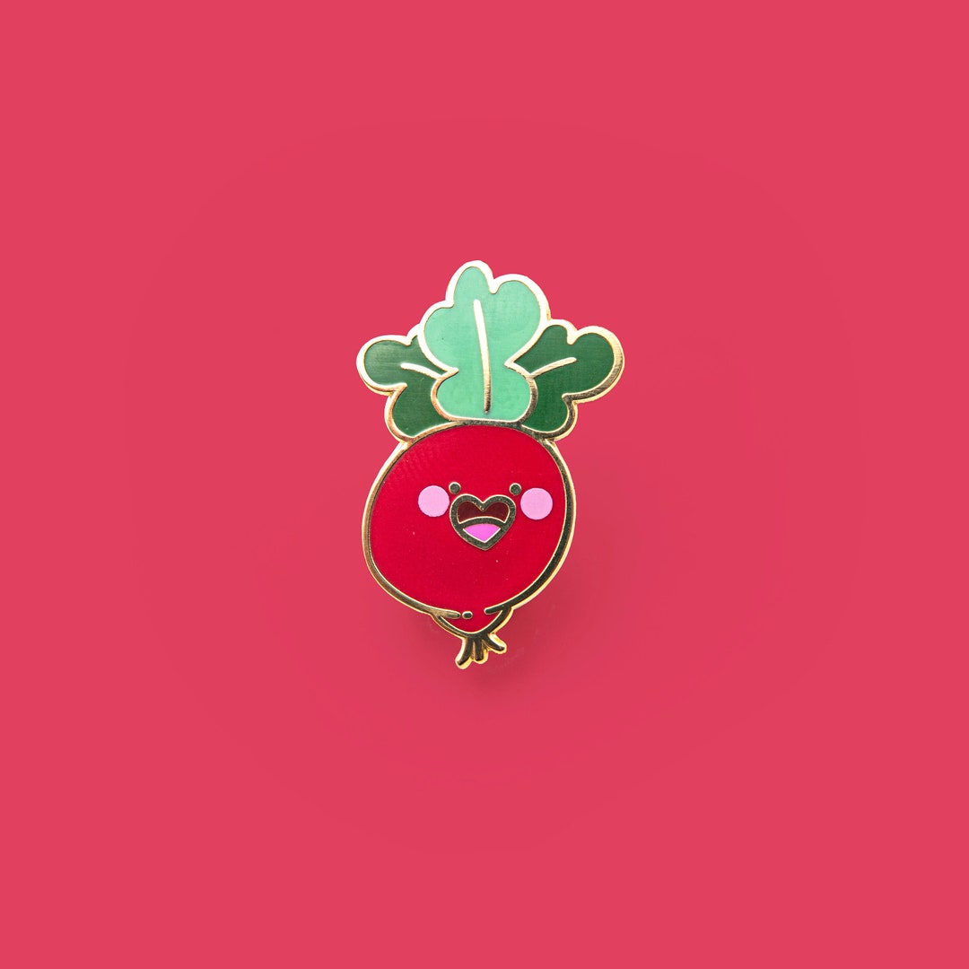 Happy Radish Enamel Pin - Vegetable Lapel Pin - Etsy