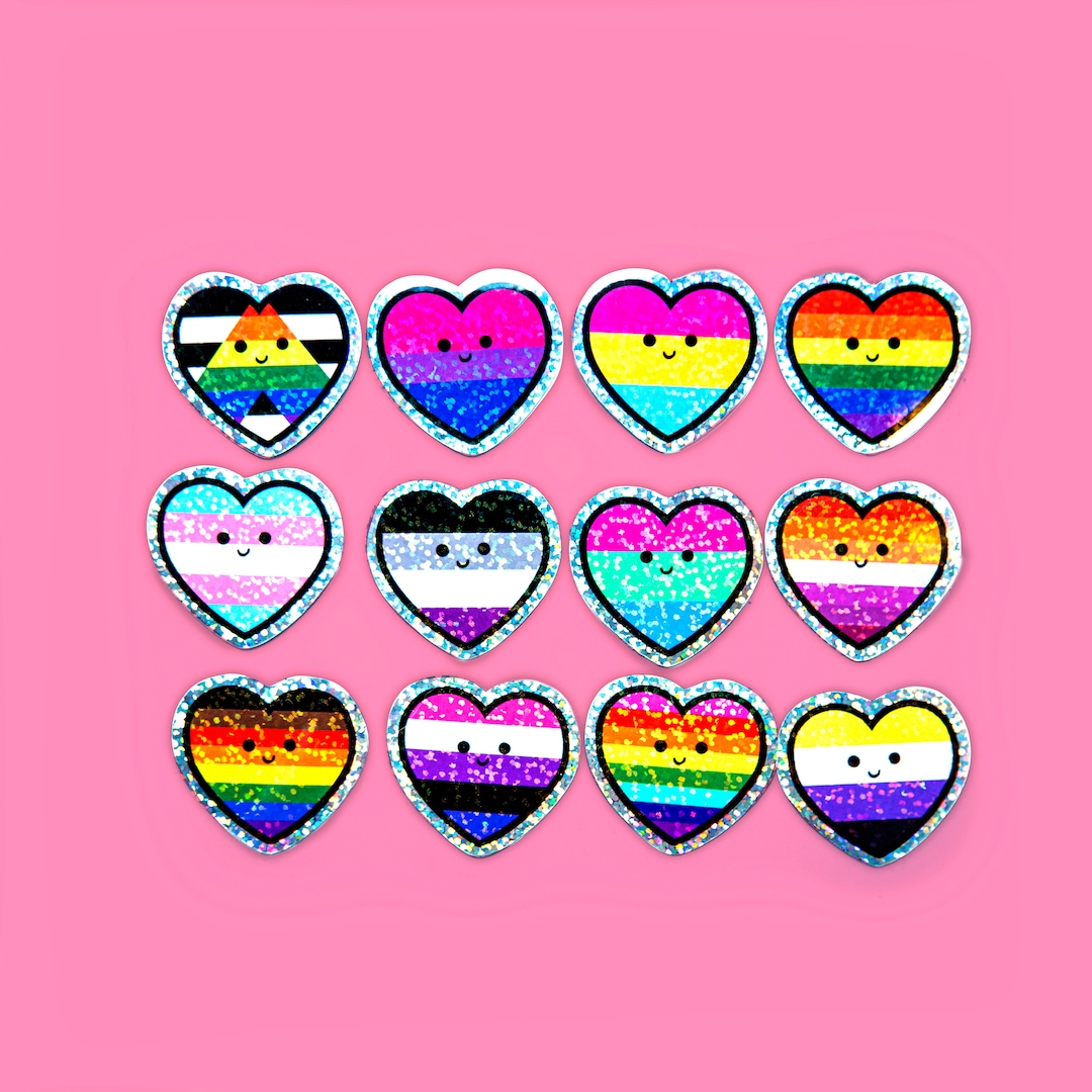 LGBTQAI+ STICKERS - Small Pride Flag Glitter Stickers - Etsy