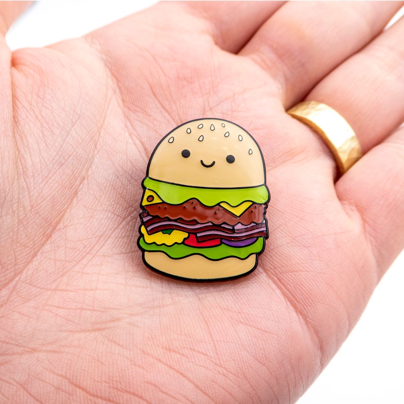 Cute Burger Enamel Pin - Etsy