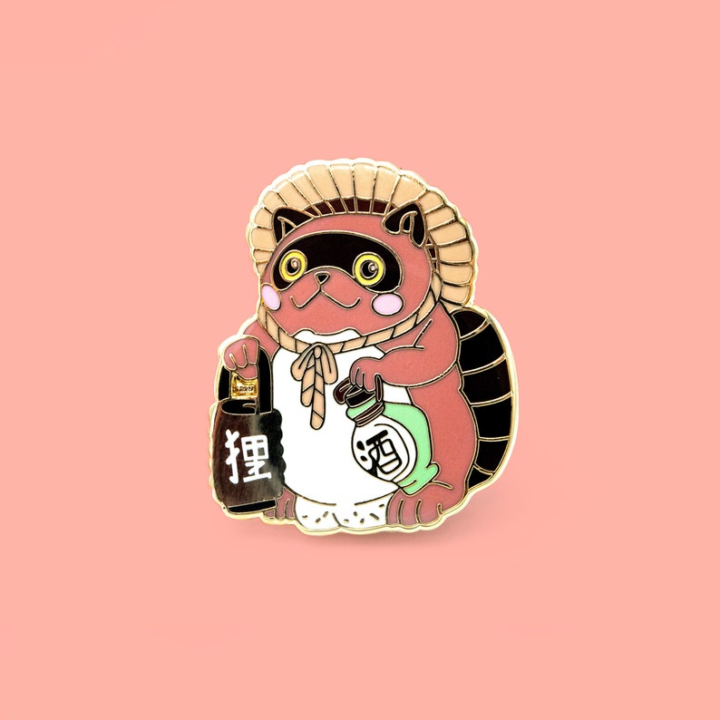 Cute Tanuki Pin Raccoon Lapel Pin Hard Enamel Yokai Pin - Etsy