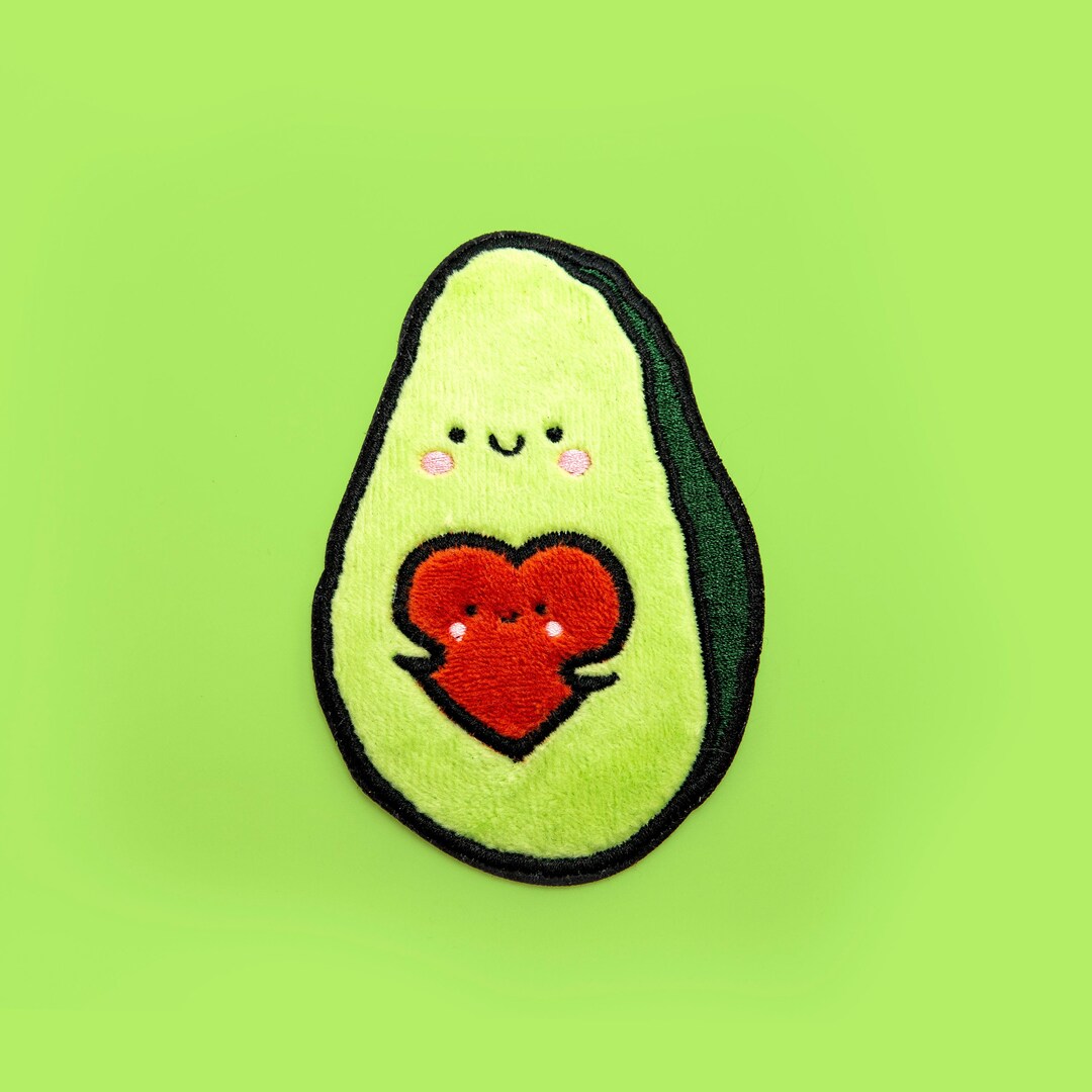 Fluffy Avocado Iron-on Patch - Kawaii Food Embroidered Patch - Etsy